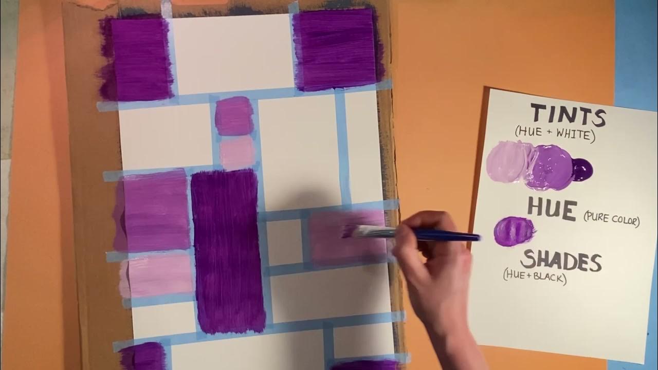 Tints and Shades Geometric Painting Elementary Art Lesson - YouTube