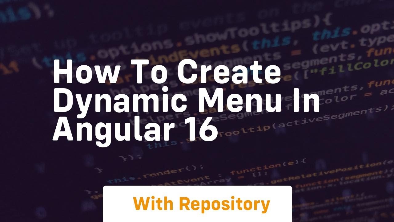 How to create dynamic menu in angular 16 - YouTube