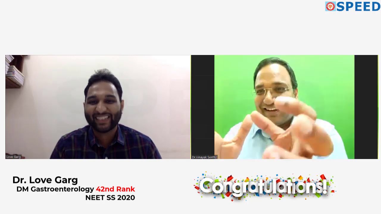 NEET SS DM 2020, SPEED TOPPERS Dr. Love Garg, Rank - 42, DM ...