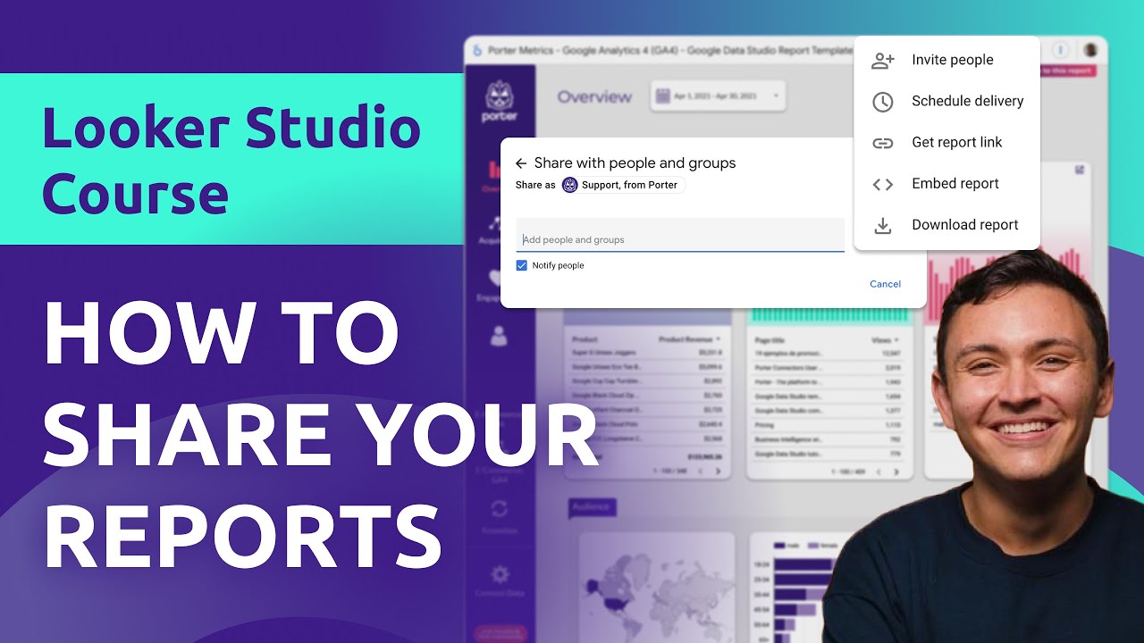 How to share Google Looker Studio reports through email, link, PDF, and ...