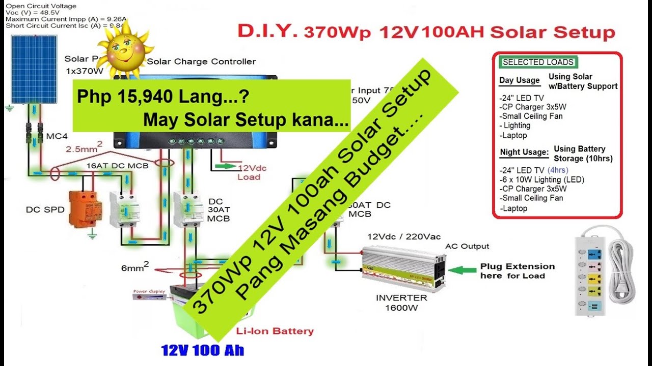 DIY 370Wp 12V 100ah Solar Setup Pang Masang Budget... - YouTube