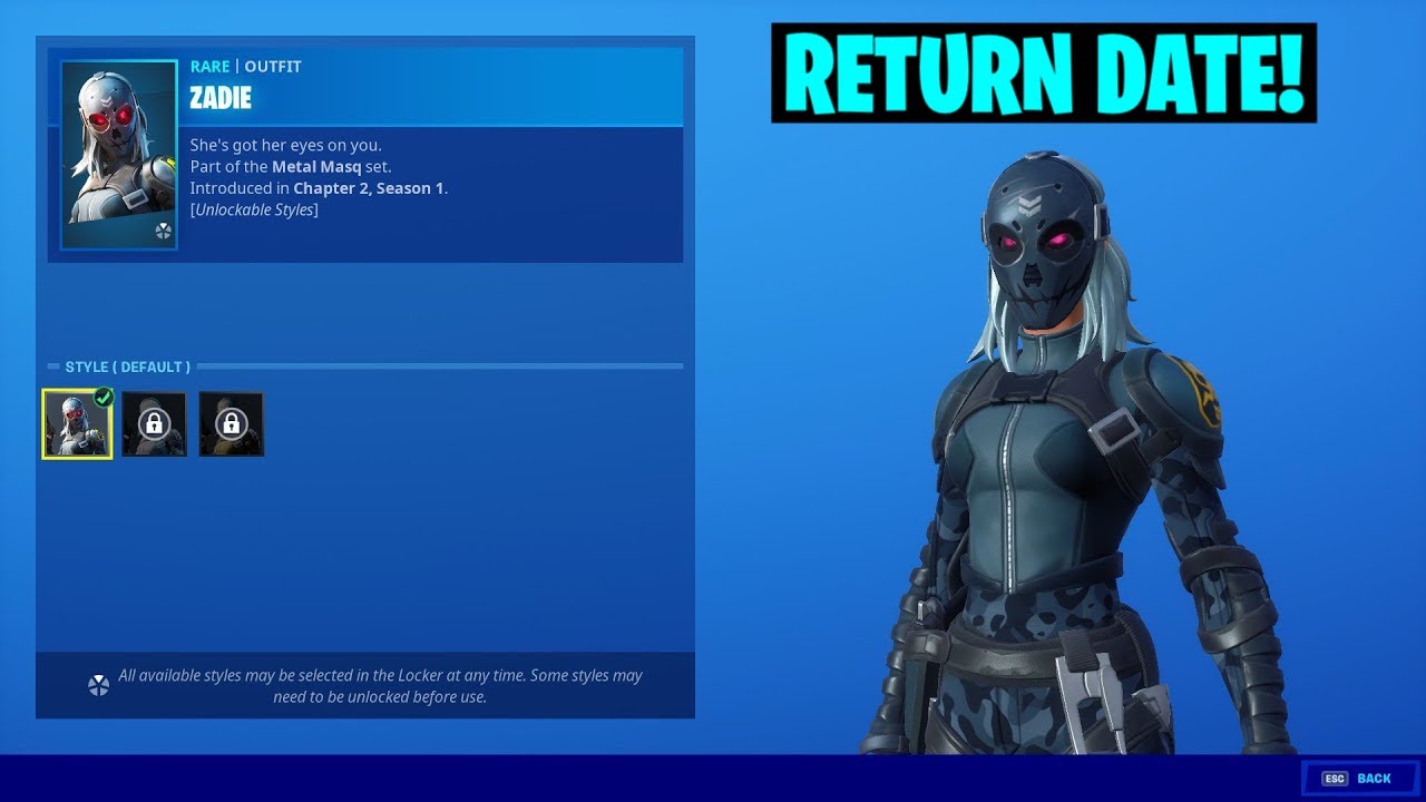 Return date of the Zadie Skin! (Zadie Coming back!) - YouTube