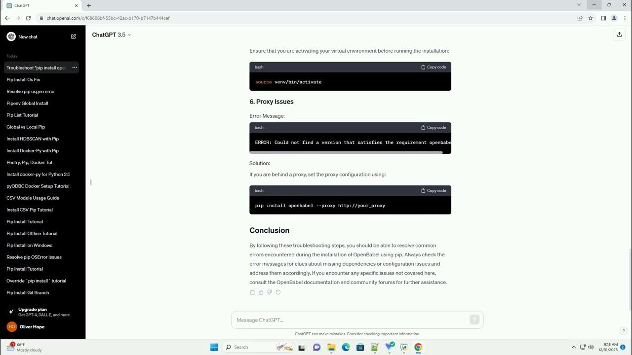 pip install openbabel error - YouTube