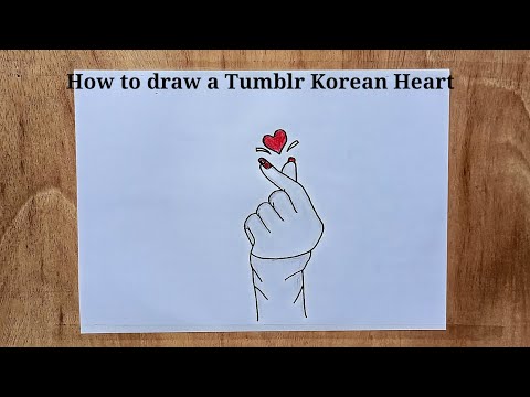 How to draw a Tumblr Korean Heart | Tumblr Korean Heart sketch drawing easy