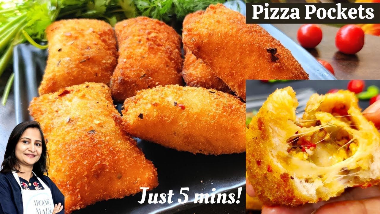 Pizza Pockets | Appetizers | Veg Starters | Bread Recipes | Quick ...