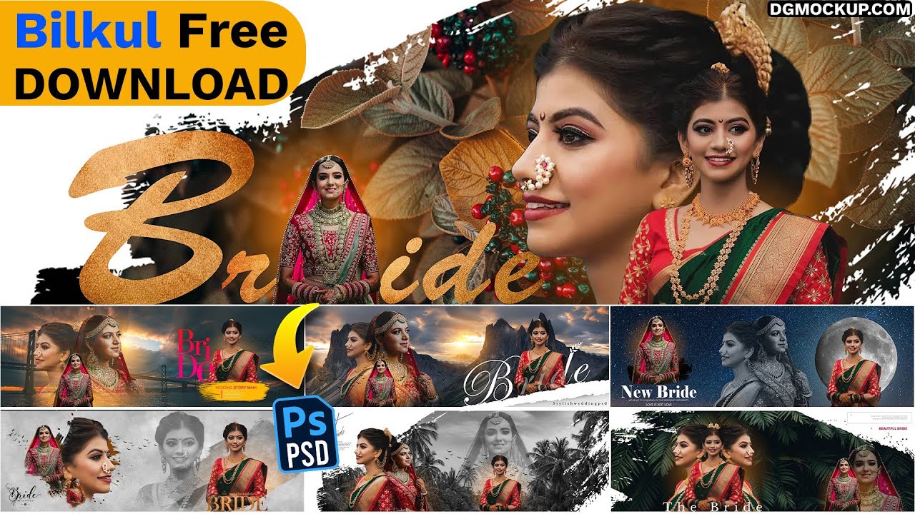 Stylish Bride DM For Wedding Album Design PSD Free Download | 12X36 ...