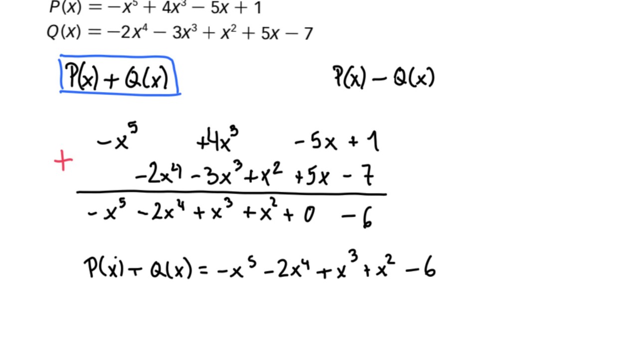 Polinomioen Batuketa eta Kenketa - YouTube