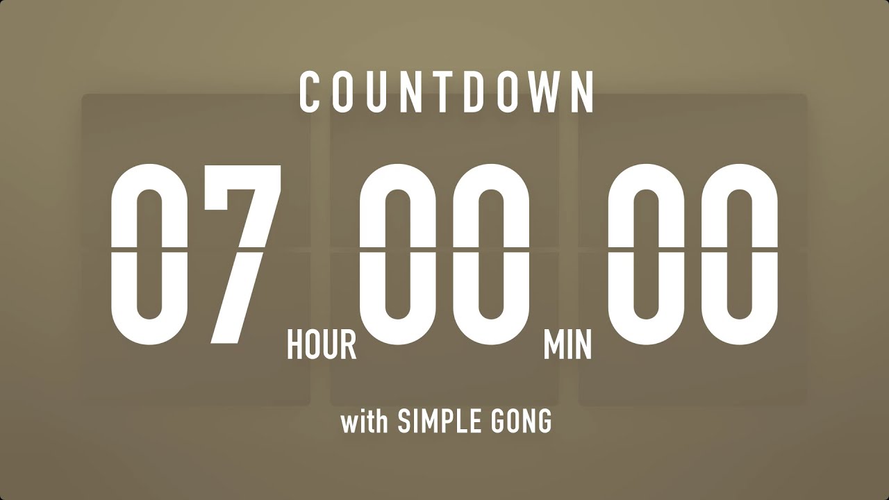 7 Hour Countdown Timer ⏳ Flip Clock with Simple Gong 🦂🔔 - YouTube