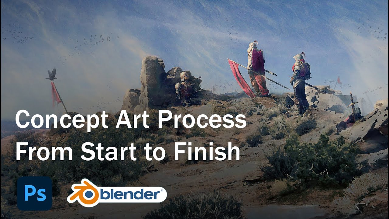 Concept Art Process From Start to Finish | Blender 2.9 | Photoshop ...