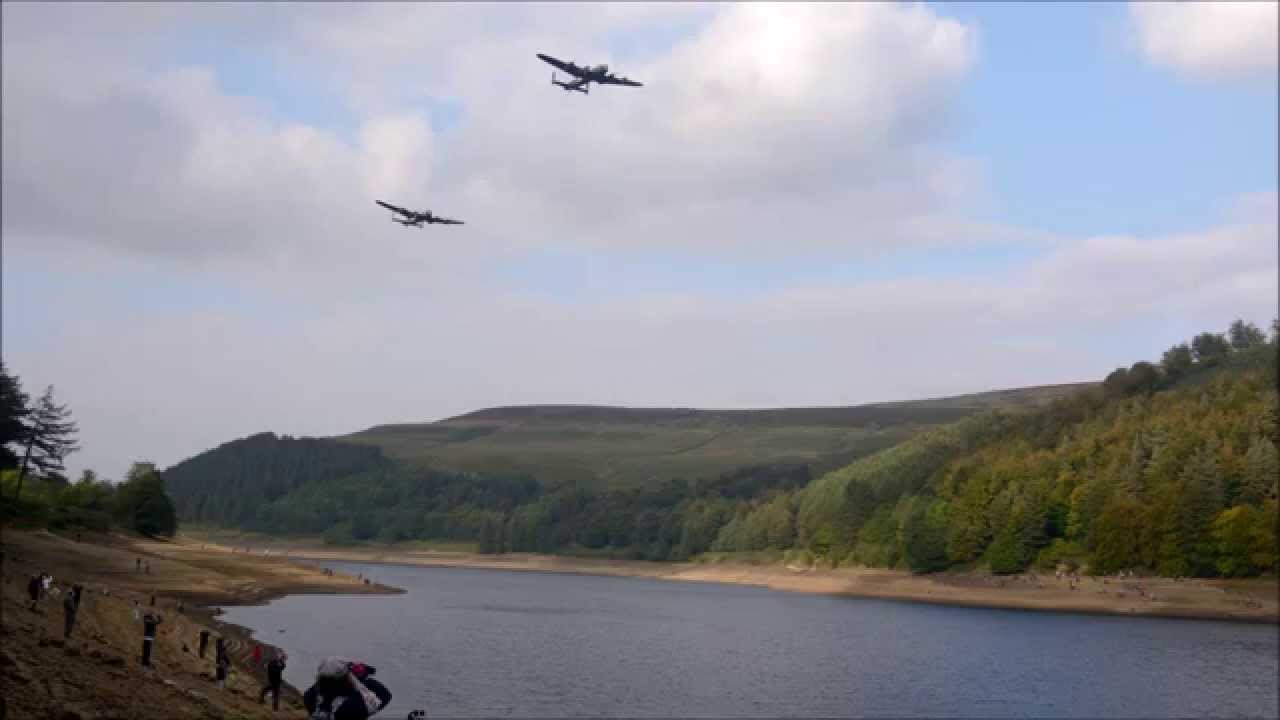 2 Lancasters, Dambusters over Derwent Dam - YouTube