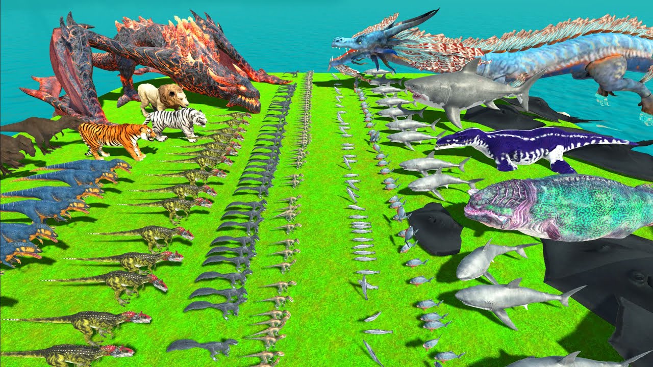 Dragon War - Dinosaurs revolt battle with Lava Dragon VS Team Chinese ...