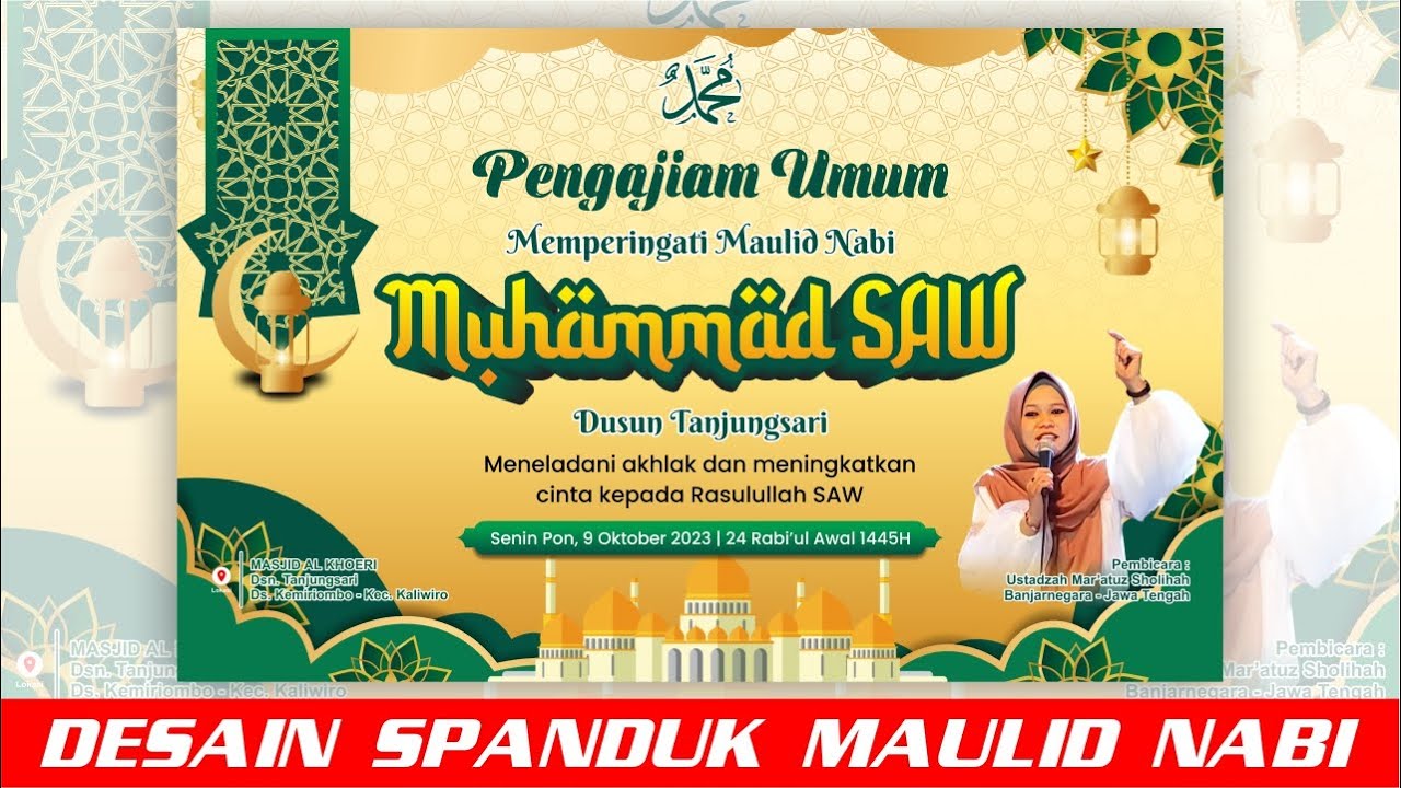 DESAIN BANNER MAULID NABI MUHAMMAD 1445H SIMPEL KEREN | FREE DOWNLOAD ...