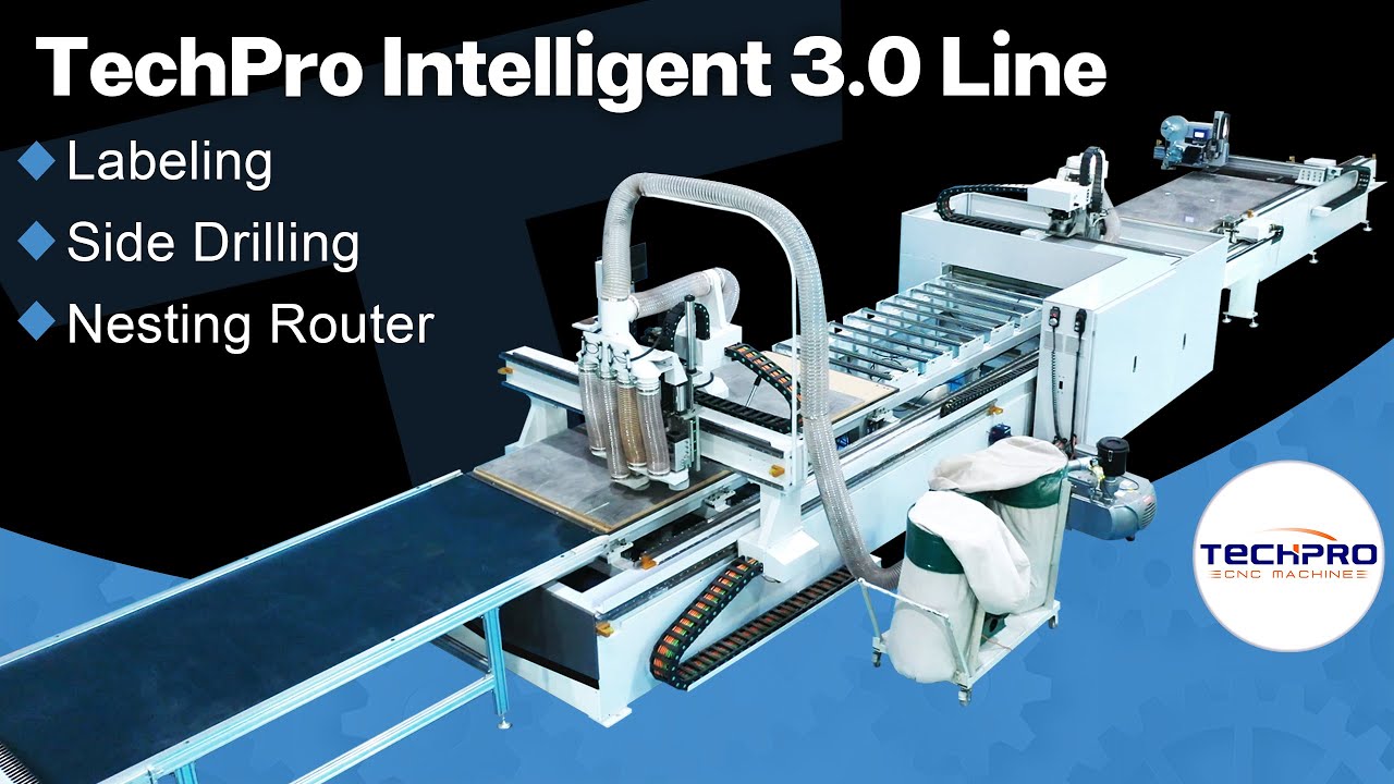 TechPro CNC solutions for whole house custom woodworking production line - YouTube