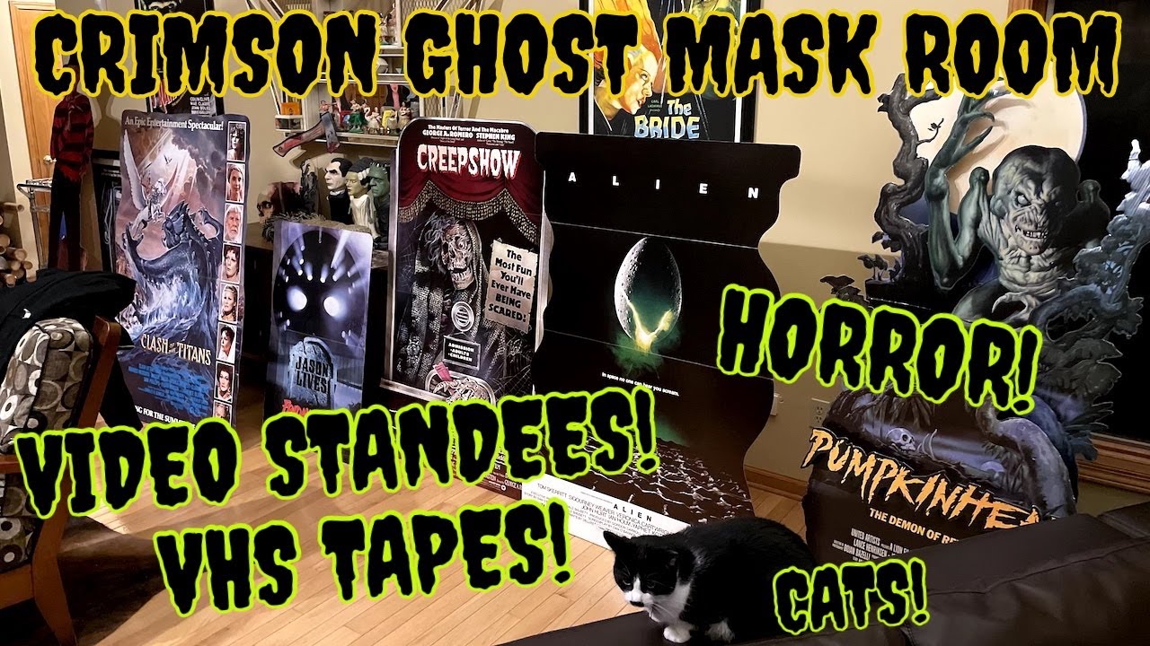 Crimson Ghost Mask Room INCREDIBLE HORROR VHS VIDEO STANDEES & TAPES ...