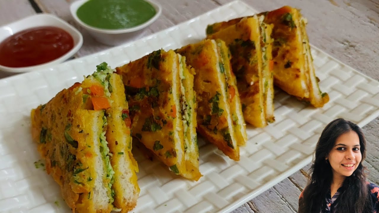 Besan Toast Sandwich | Besan Pudla Sandwich Recipe! | Taptis Kitchen ...
