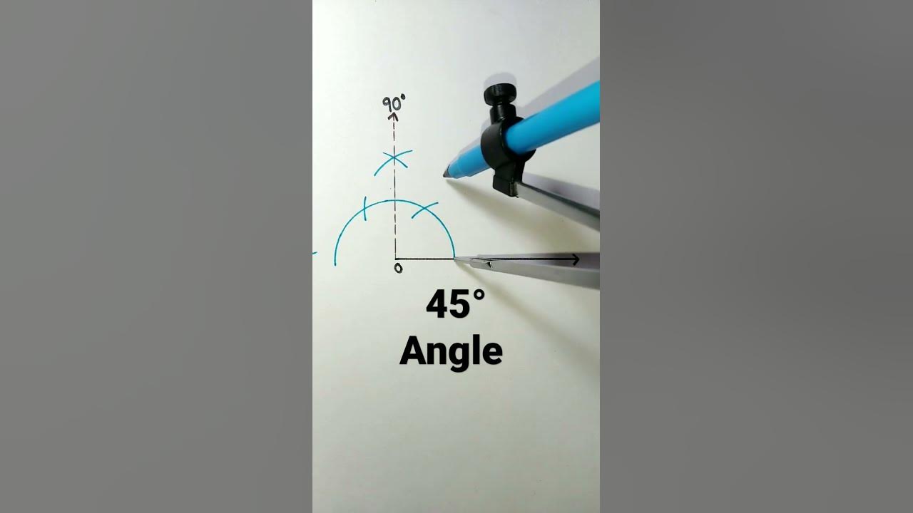 how to construct 45 degree angle using compass | 45° angle - YouTube