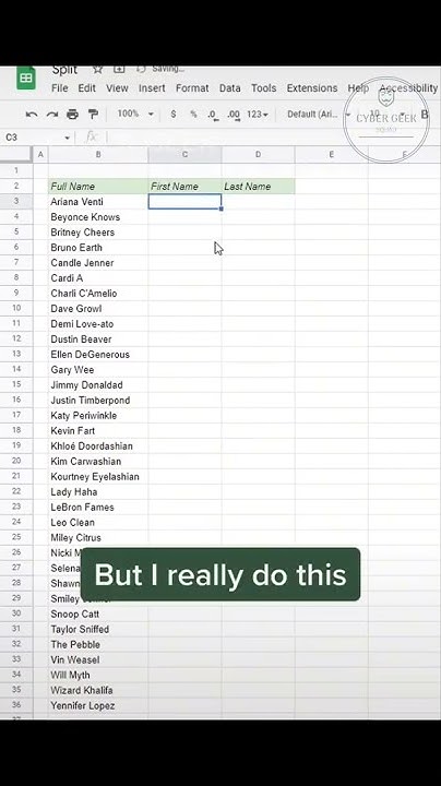 Split names in Excel Sheets tricks #excel #exceltips #googlesheets #spreadsheet #tutorial # ...