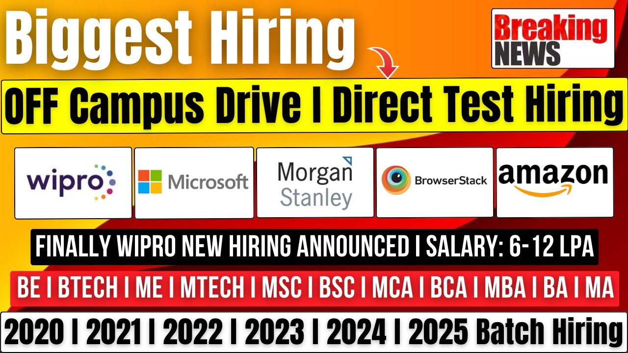 Wipro New Freshers Hiring | Microsoft, Morgan Stanley, Amazon ...
