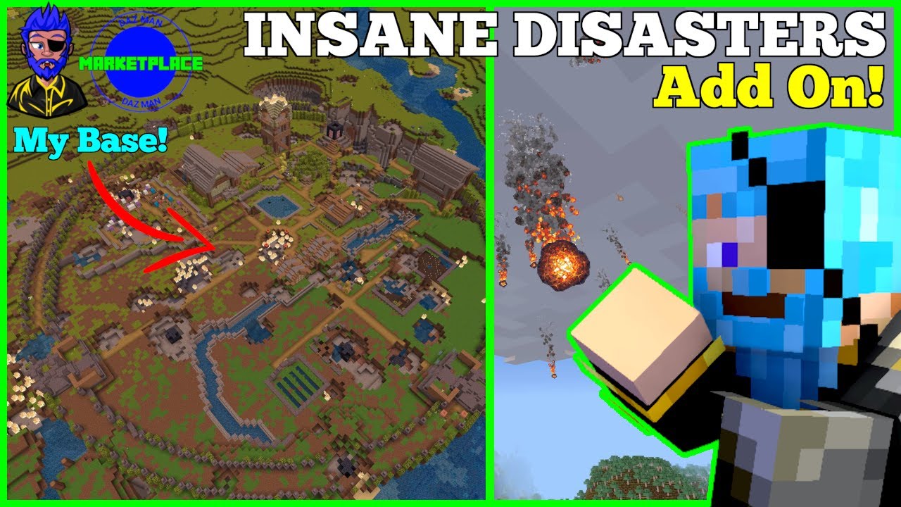 The Insane Disasters Add On Destroyed Daz Man's Survival World In Minecraft Bedrock! - YouTube