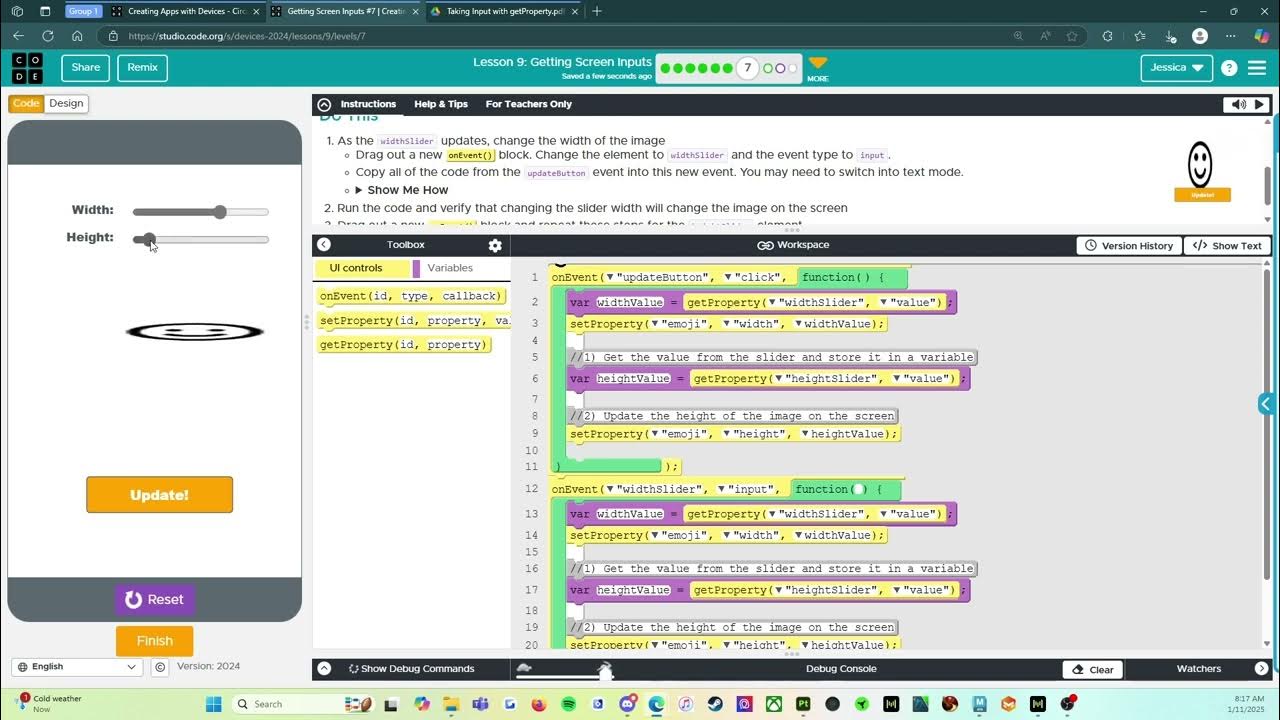 Lesson 9: Getting Screen Inputs - Level 7 - Creating Apps with Devices - Circuit Playground ...