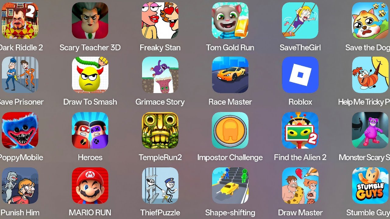Roblox,Grimace Monster Scary Survival,Stumble Guys,Temple Run 2,Poppy ...