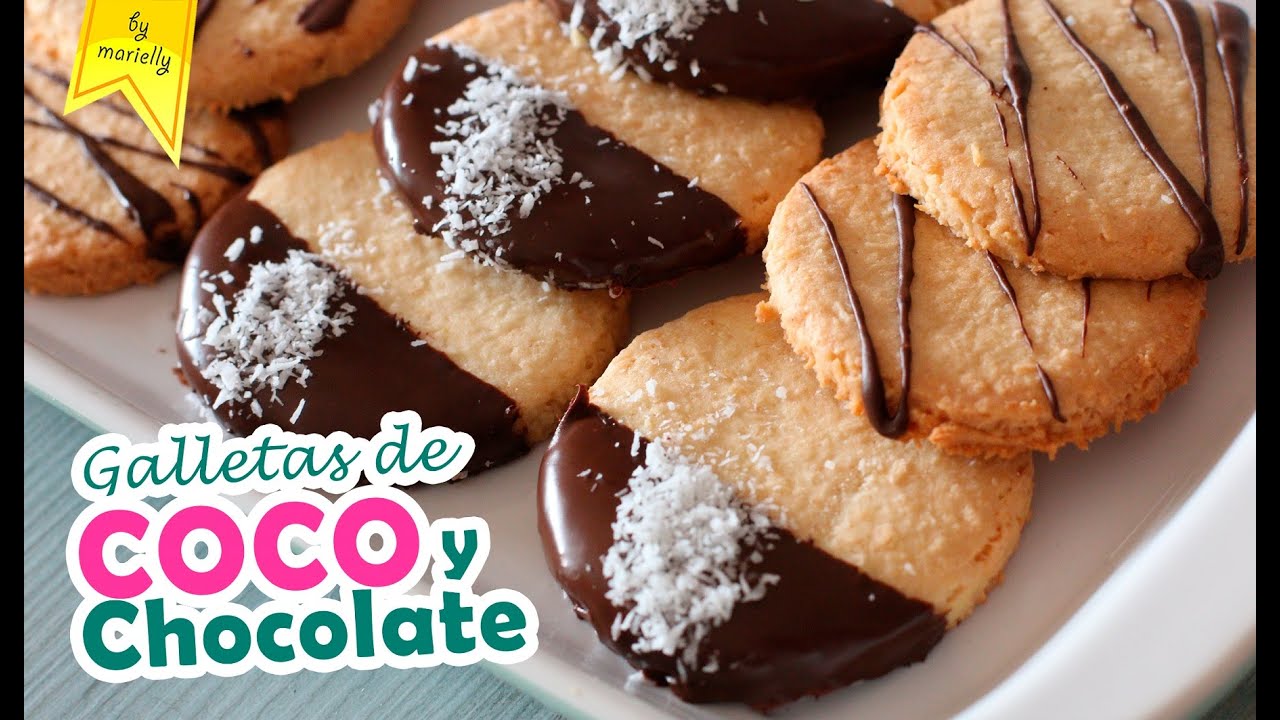 🥥 GALLETAS DE COCO Y CHOCOLATE 🍫 Deliciosas y fáciles By Marielly - YouTube