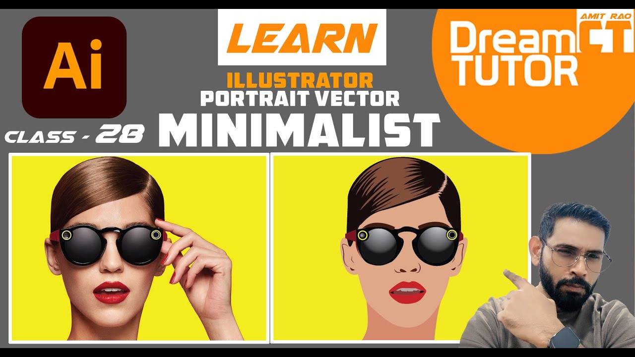 Illustrator Class - 28 , Make a Minimal Vector Portrait with Adobe ...