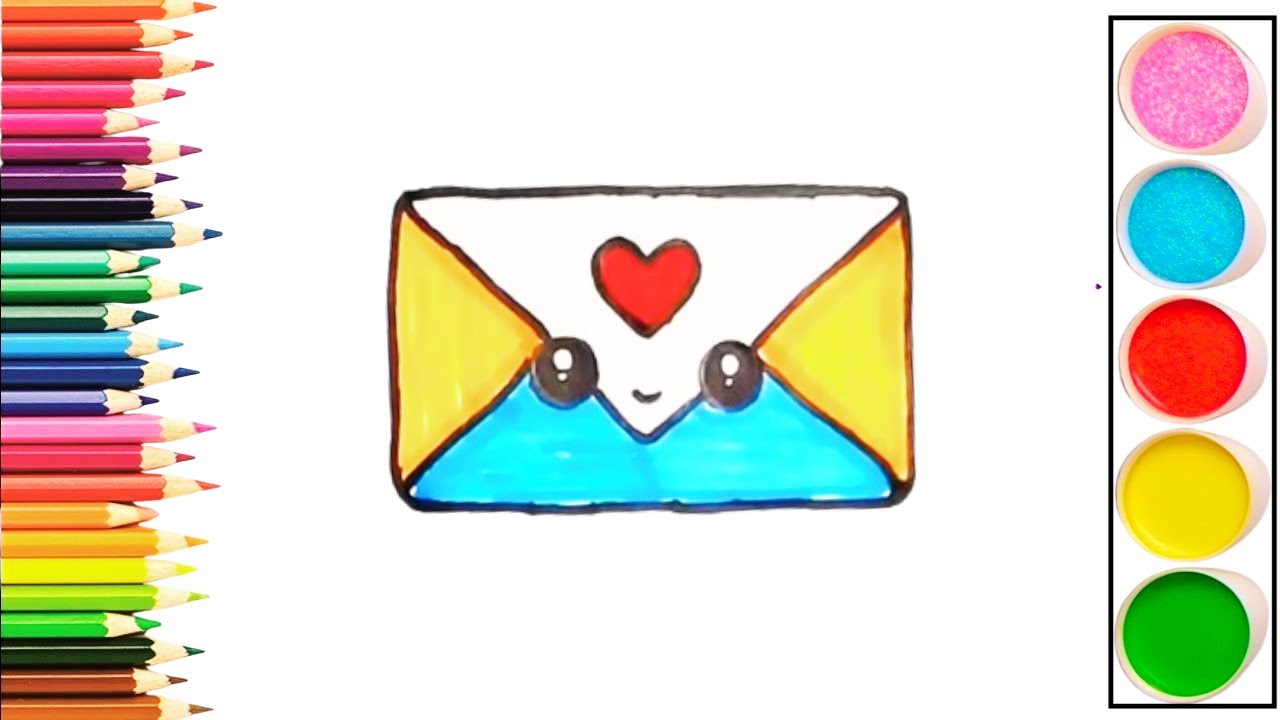 Envelope drawing, painting, kids drawing, magic fingers drawing ...