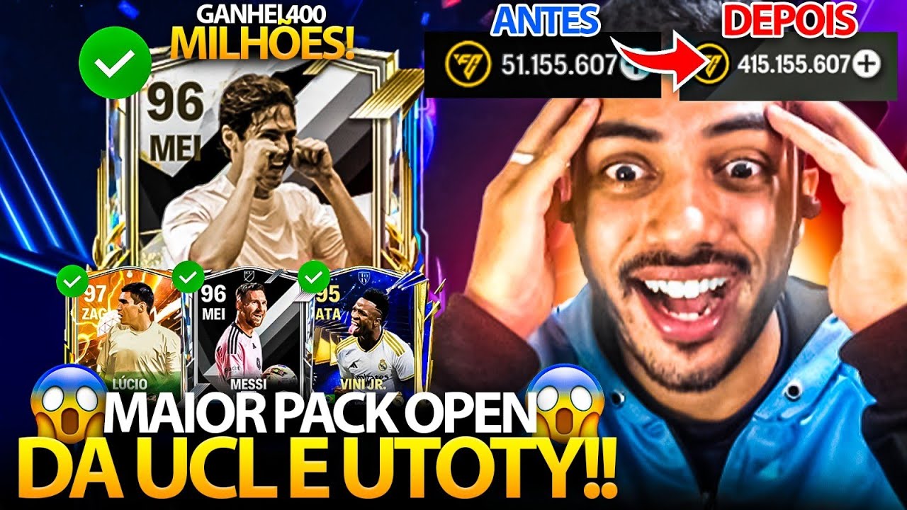 MAIOR PACK OPEN BR! 🇧🇷 GANHEI 400 MILHÕES COM 3 CARTAS DA CHAMPIONS & 2 ...