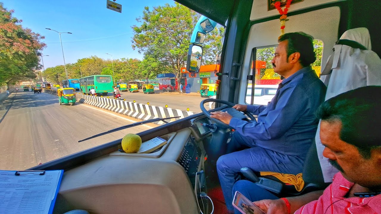 Volvo 9600 Multi axle sleeper bus driving in Bangalore - YouTube