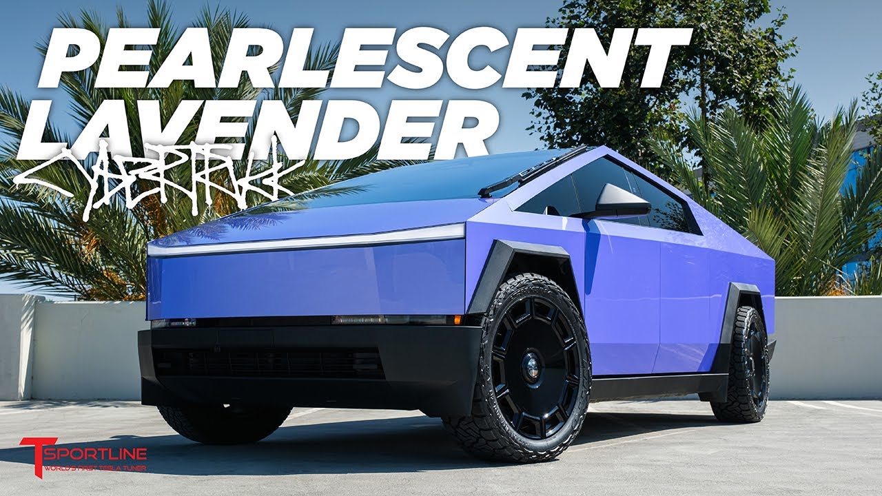 Pearl Lavender wrapped Cybertruck with new 24" CT10 Monoblock Wheels ...