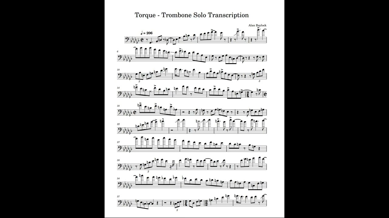 Torque Trombone Solo Transcription - Alan Baylock - YouTube