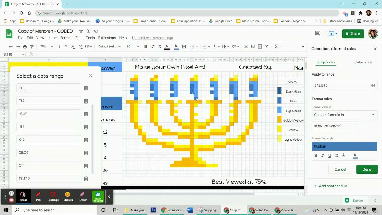 Code your own Menorah - How to code pixel art mystery reveal with ...