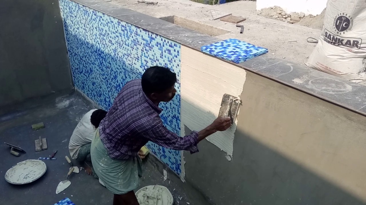 Mosaic Glass Tiles Laying - YouTube