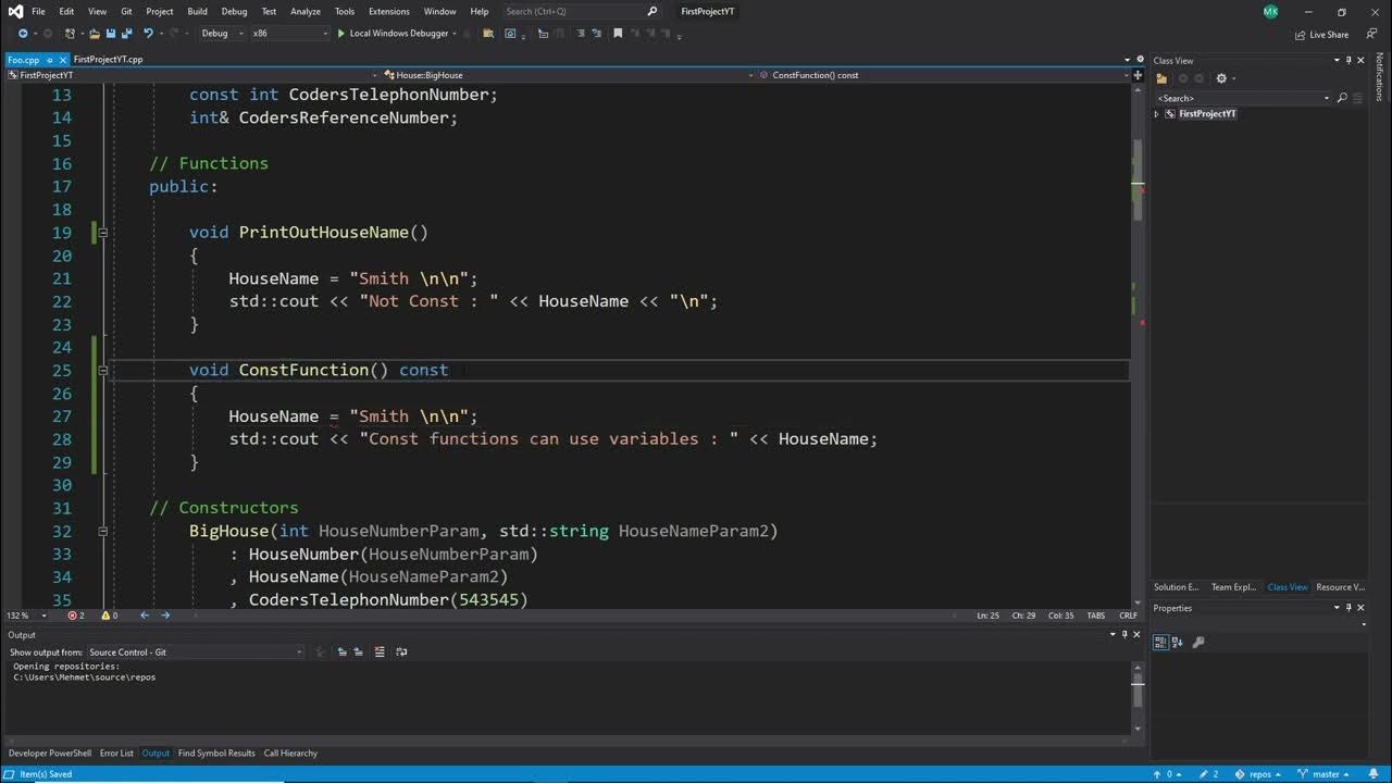 C++ Beginner Tutorial - Basics - #176 - Const Function in Class - YouTube