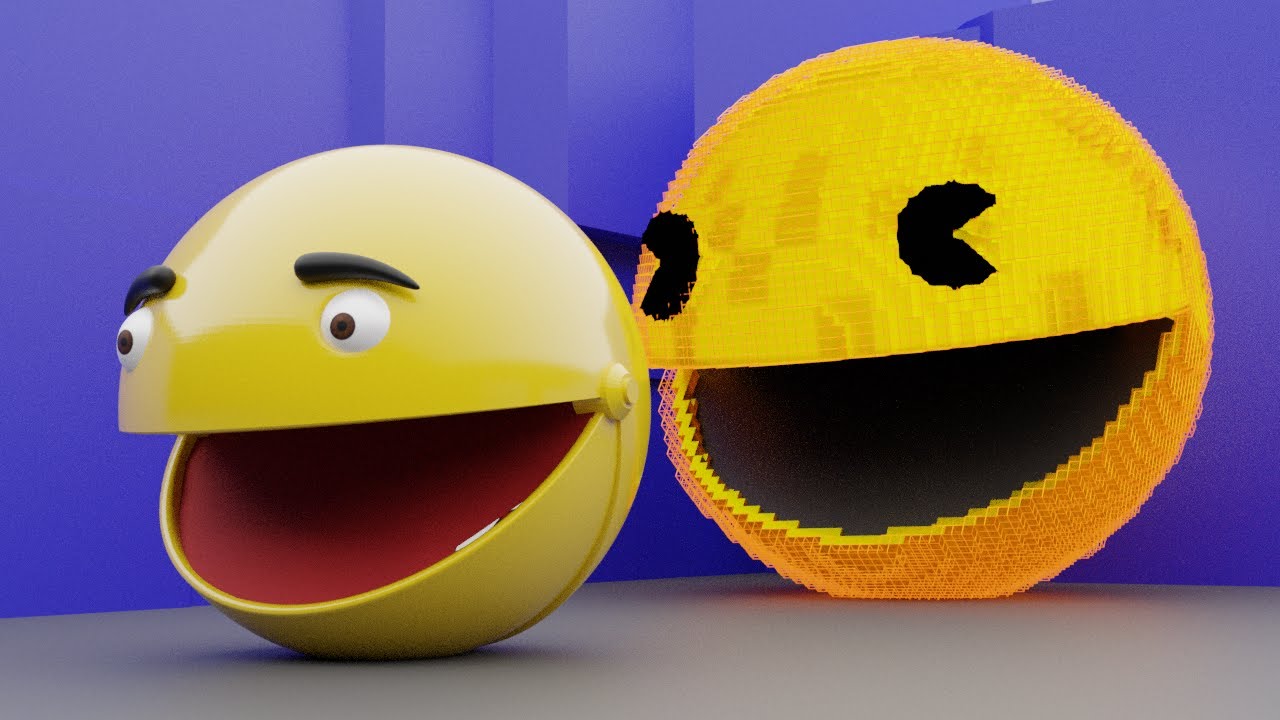 Gold Pacman 3D vs Pixels Pac-Man - YouTube