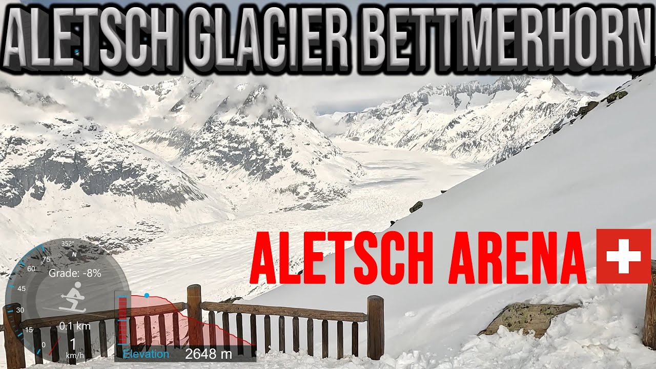 [4K] Skiing Aletsch Arena, Aletsch Glacier Bettmerhorn View Point ...
