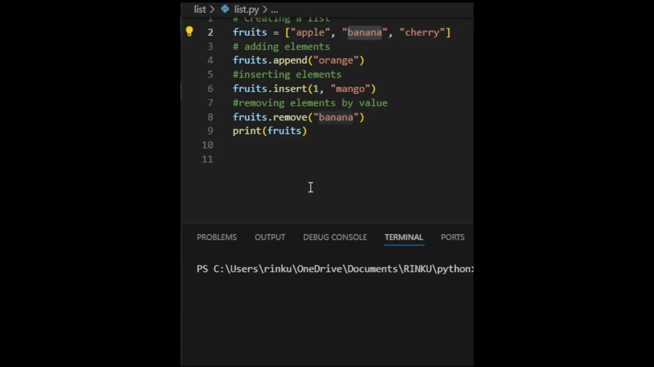 list manipulation in python 4 | Removing elements #CodingTips #coding #python - YouTube