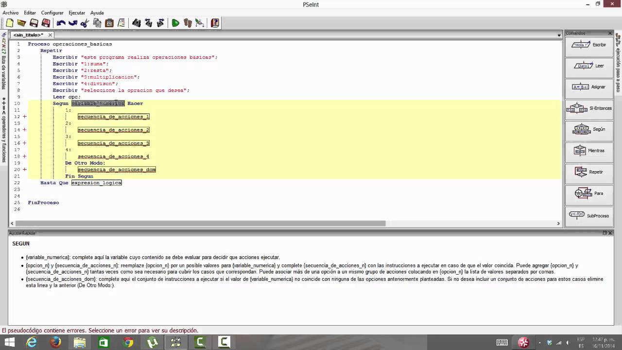 tutorial: como hacer un programa de operaciones básicas en pseint - YouTube