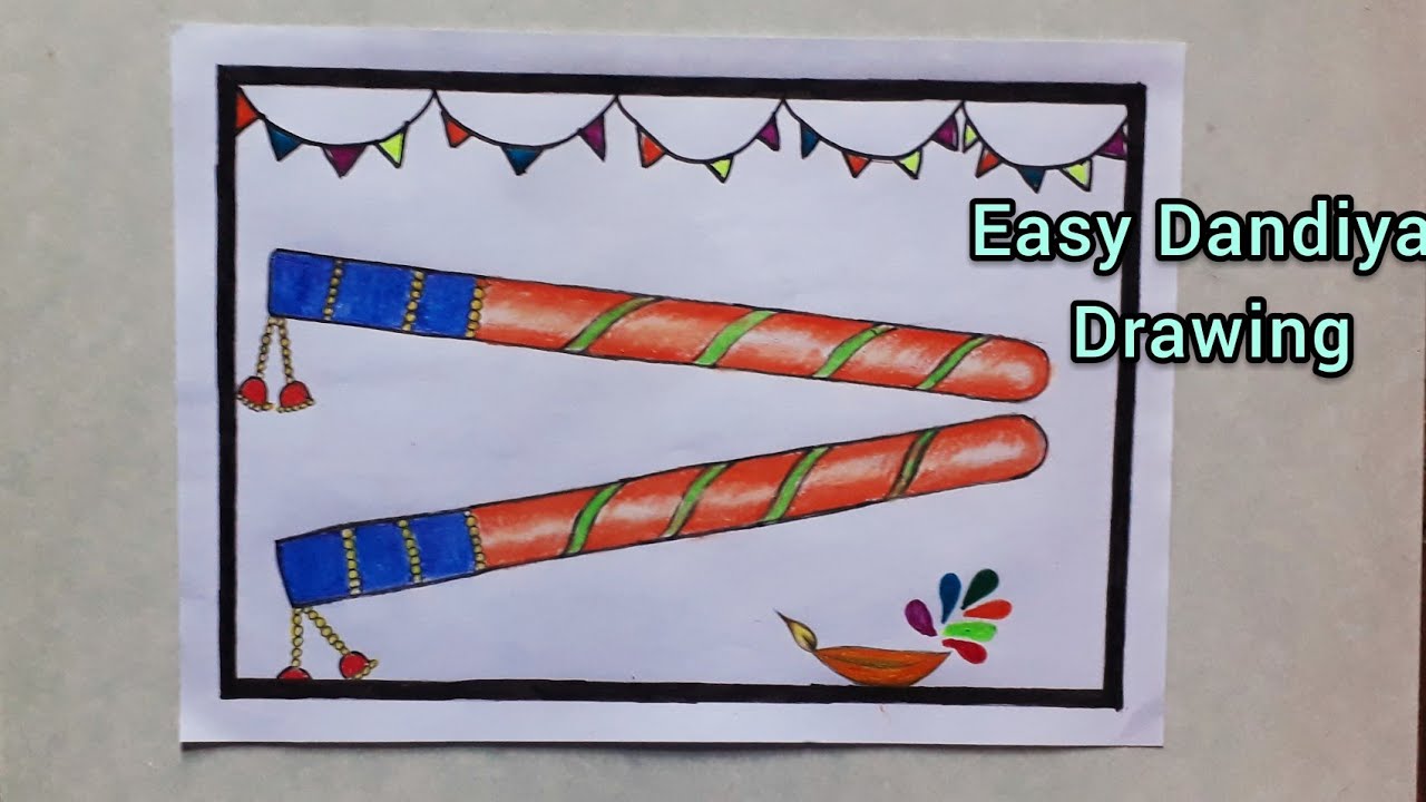 How to draw Dandiya for beginners |Very easy dandiya drawing | step by ...