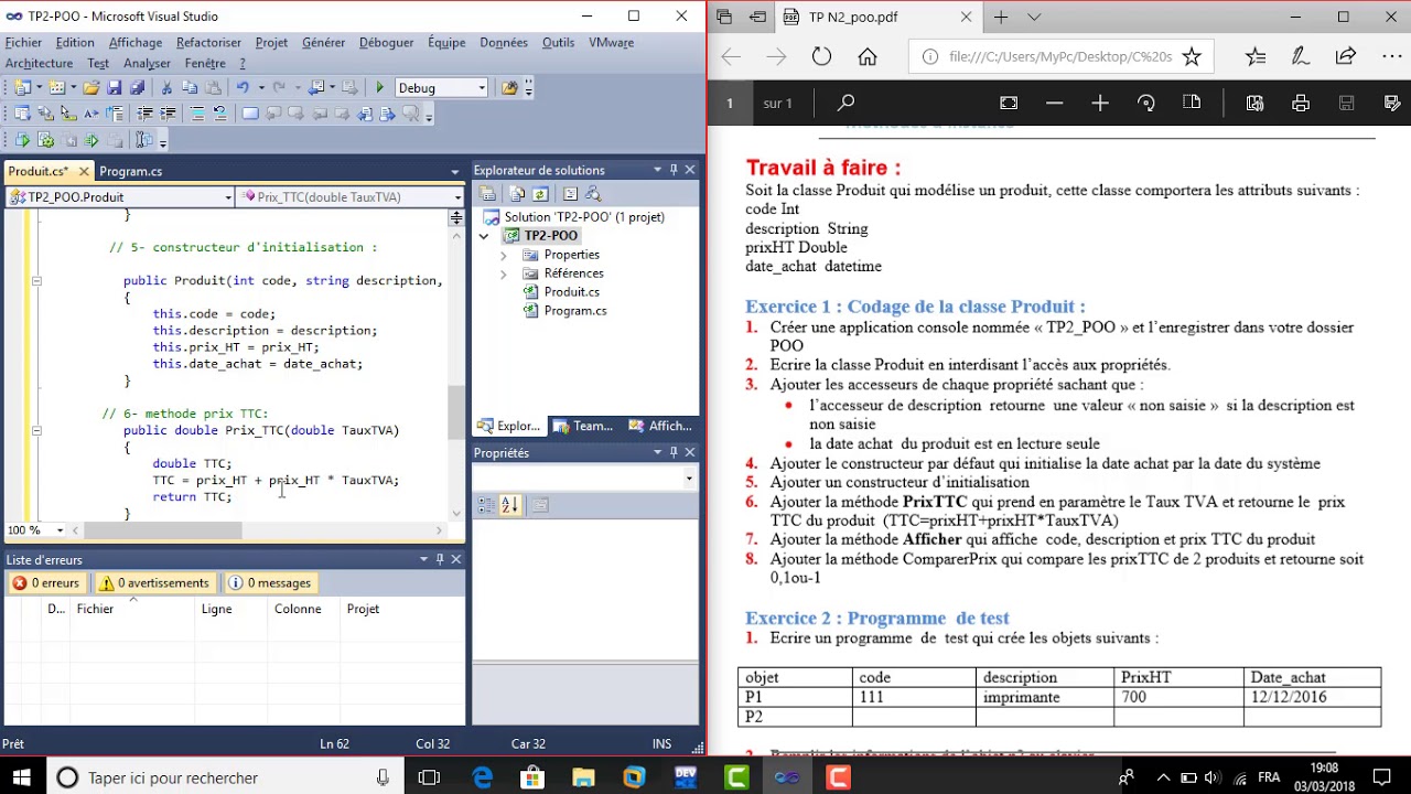 Csharp TP 02 Exercice+Reponse POO Csharp - YouTube