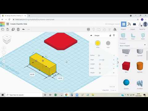 TINKERCAD - CREATE CHAMFER SIDE TUTORIAL - YouTube