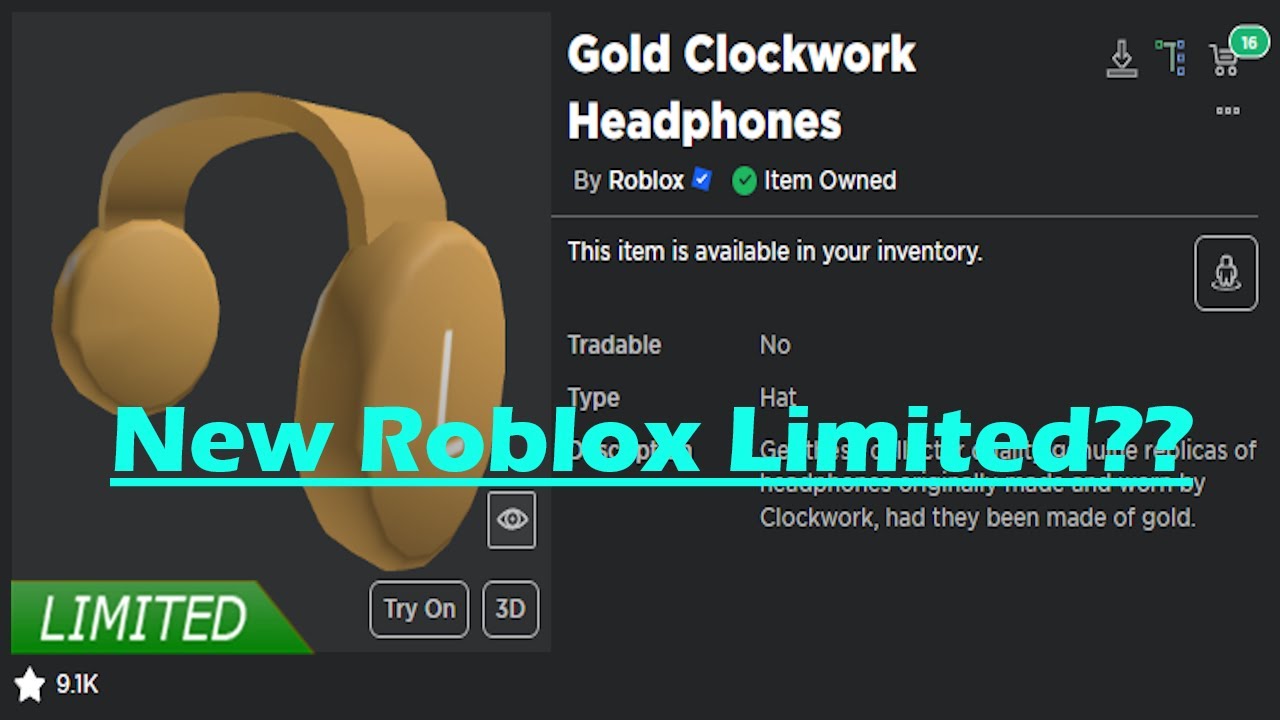 [ROBLOX] Golden Clockwork Headphones are now on sale as a LIMITED - YouTube
