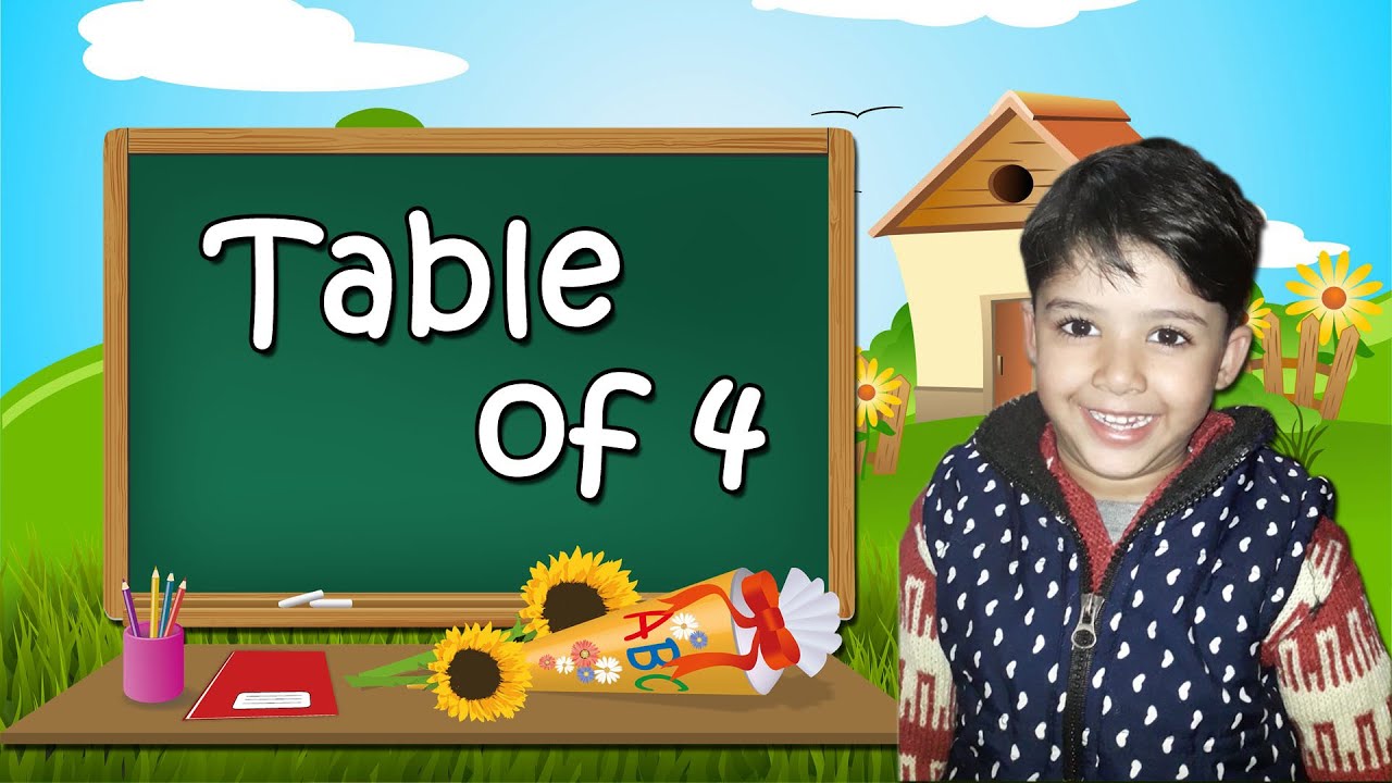 Table of 4 | 4 ka table | for kids learning - YouTube