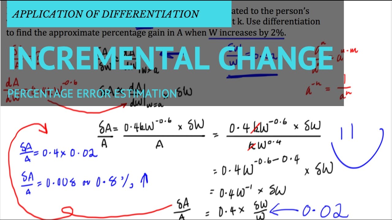 Applications Of Calculus Percentage Change Incremental Change YouTube