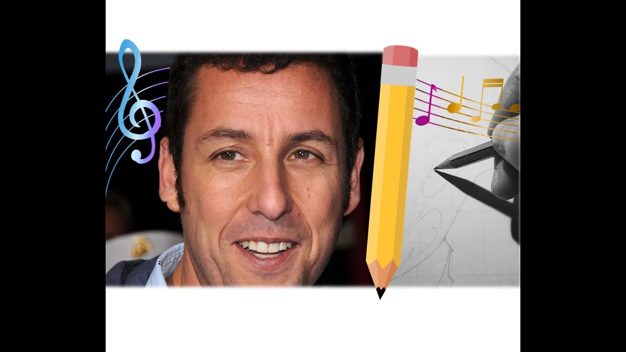 Adam Sandler. An amateur artist draws a pencil sketch of a famous film ...