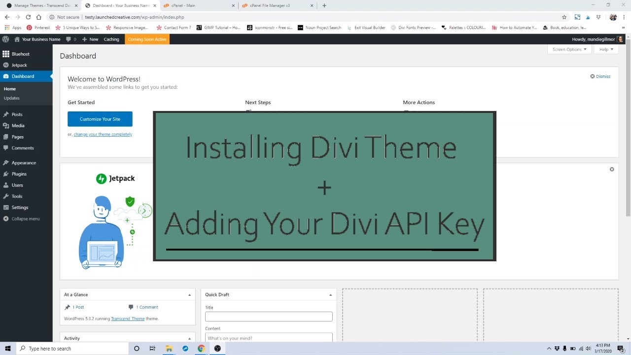 Installing Divi Theme + API Key - YouTube
