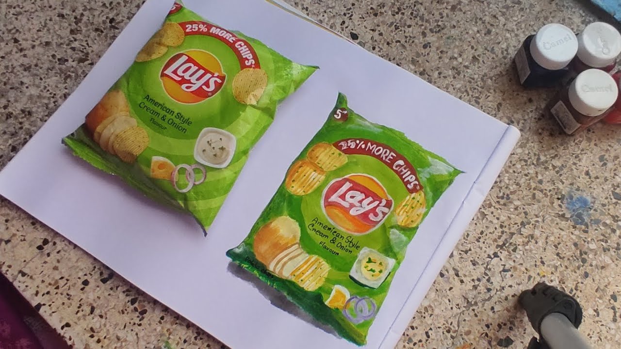 Green Lay's packet realistic drawing - YouTube