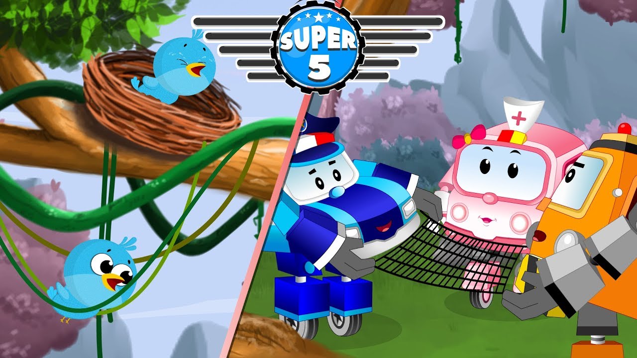 Little Bird is Trapped Baby car calls Super5 Squad Rescue team for Help ...