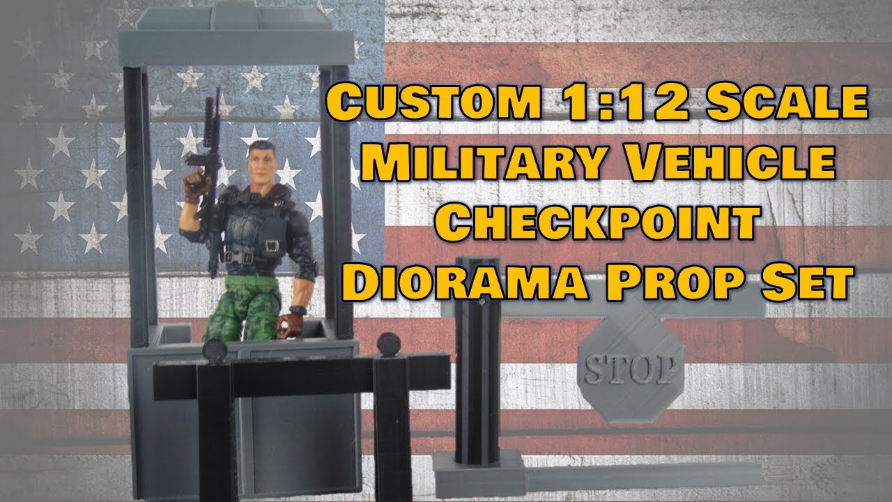 Custom 1:12 Scale Military Vehicle Checkpoint Barrier Diorama Props for ...